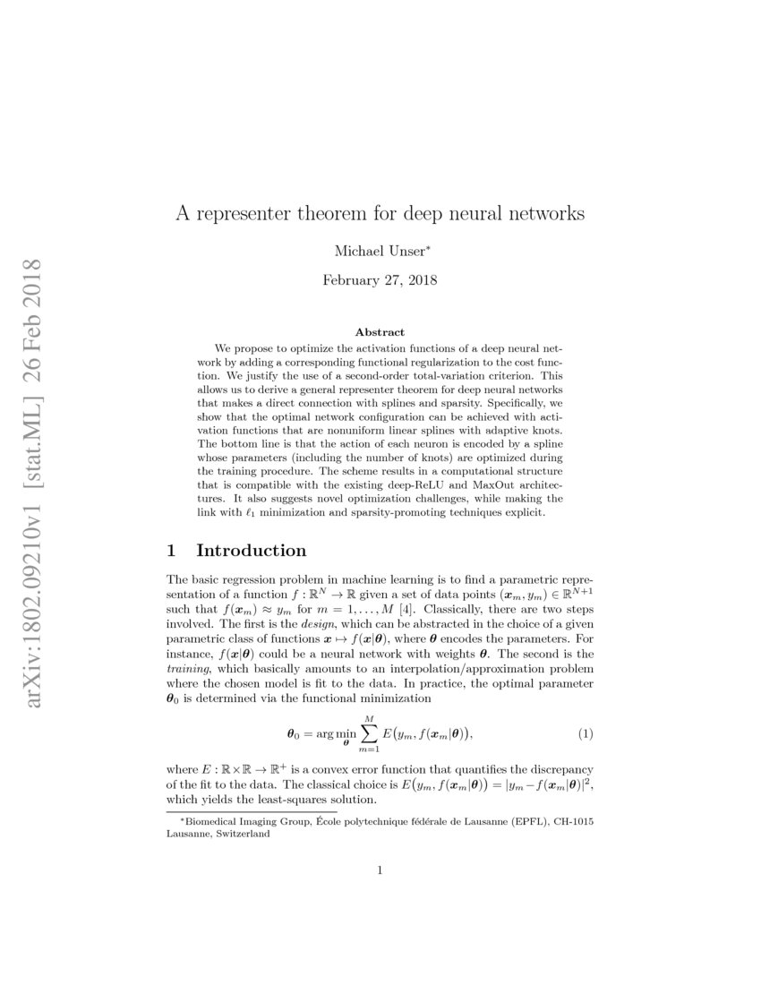 A representer theorem for deep neural networks | DeepAI