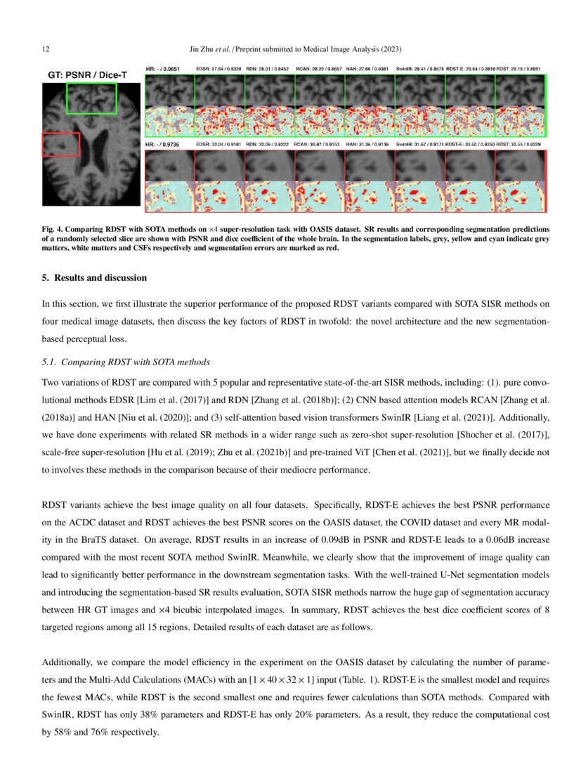 A Residual Dense Vision Transformer For Medical Image Super Resolution With Segmentation Based