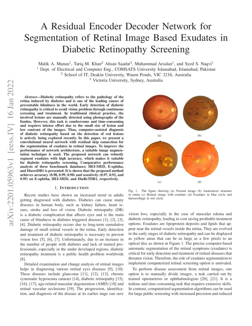 A Residual Encoder Decoder Network For Segmentation Of Retinal Image