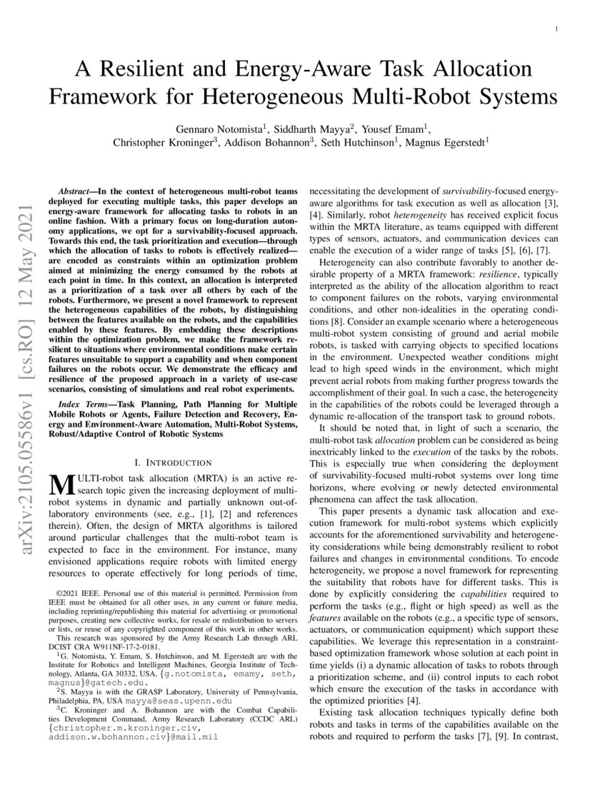 A Resilient And Energy Aware Task Allocation Framework For Heterogeneous Multi Robot Systems 5526