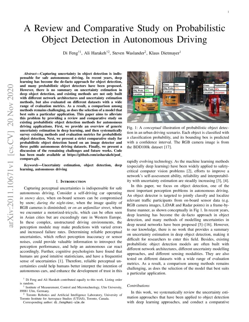 A Review and Comparative Study on Probabilistic Object Detection in ...