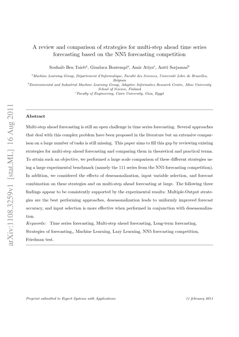A Review And Comparison Of Strategies For Multi Step Ahead Time Series Forecasting Based On The