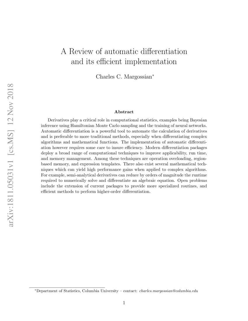A Review Of Automatic Differentiation And Its Efficient Implementation Deepai 0951