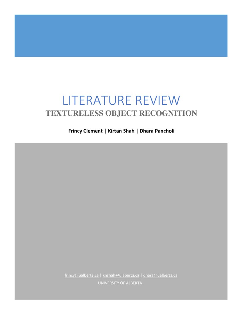 A Review Of Methods For Textureless Object Recognition Deepai
