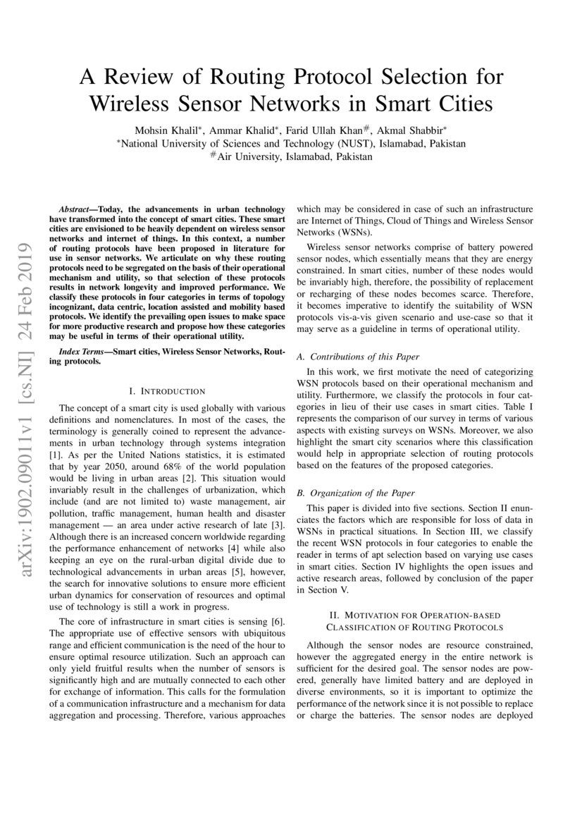 A Review of Routing Protocol Selection for Wireless Sensor Networks in ...