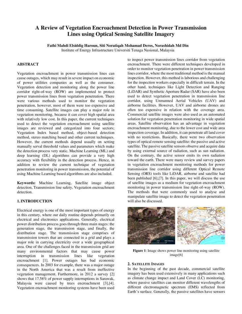 A Review Of Vegetation Encroachment Detection In Power Transmission Lines Using Optical Sensing