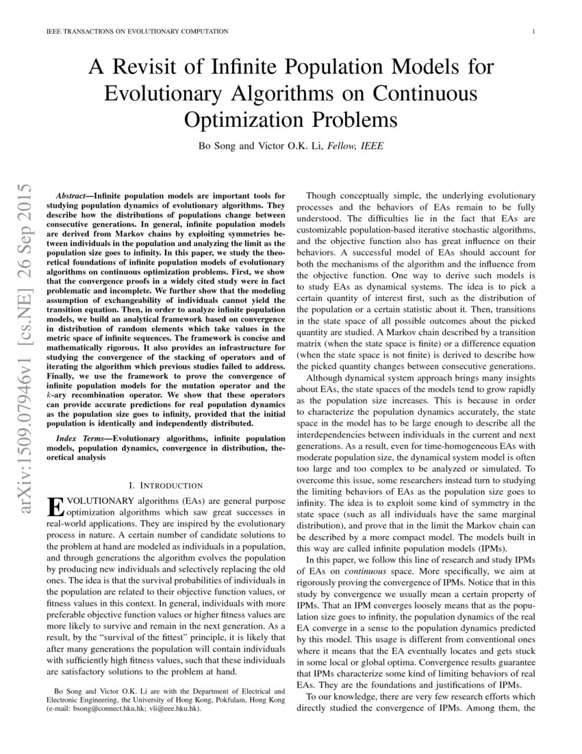 A Revisit of Infinite Population Models for Evolutionary Algorithms on ...