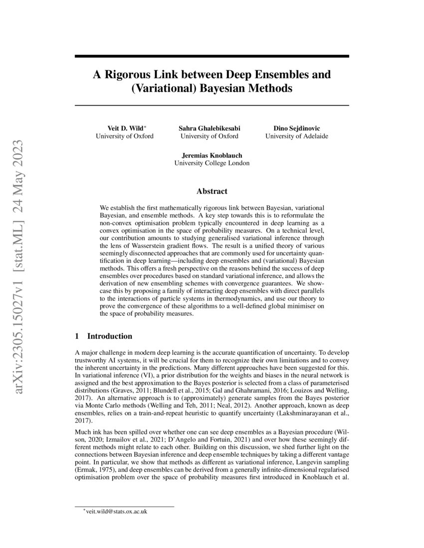 A Rigorous Link Between Deep Ensembles And Variational Bayesian Methods Deepai