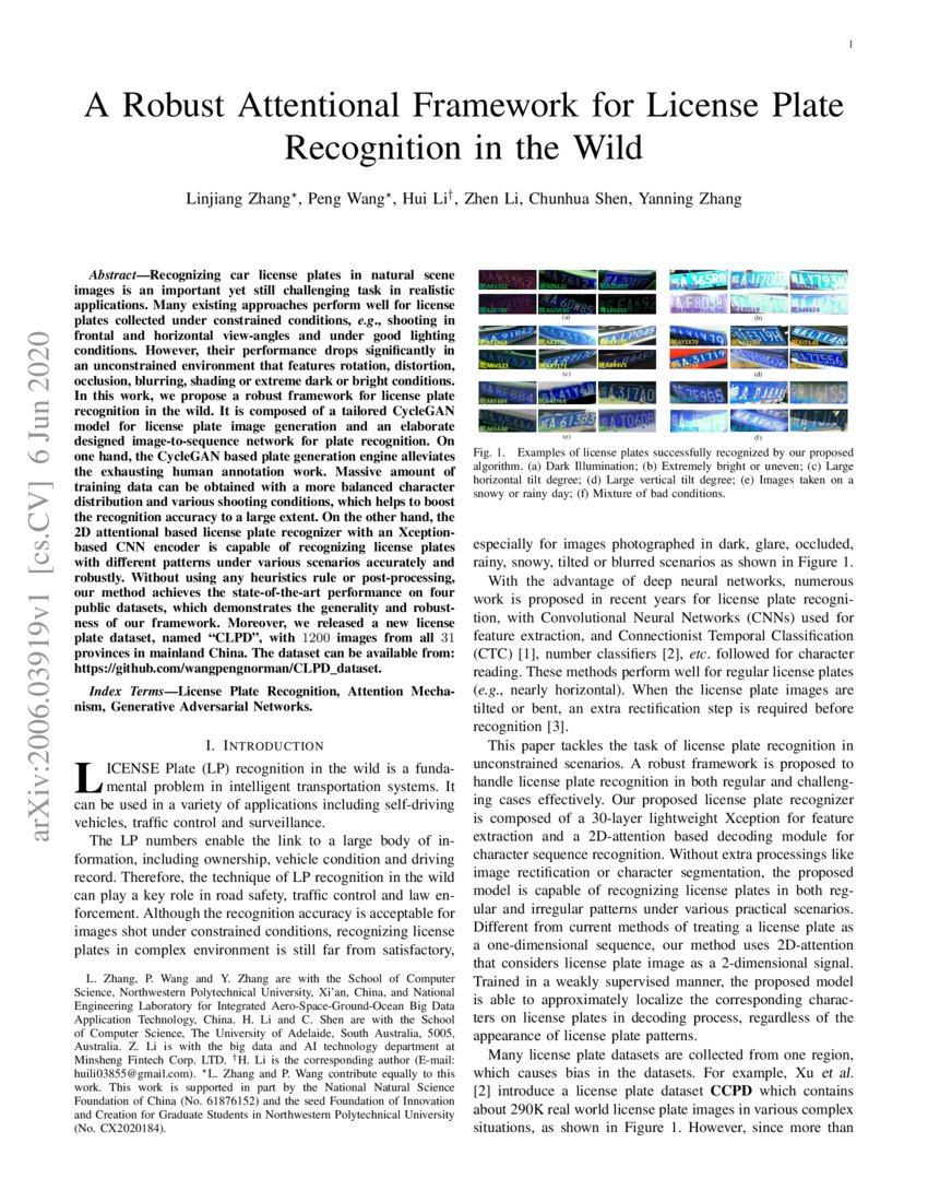 A Robust Attentional Framework for License Plate Recognition in the ...