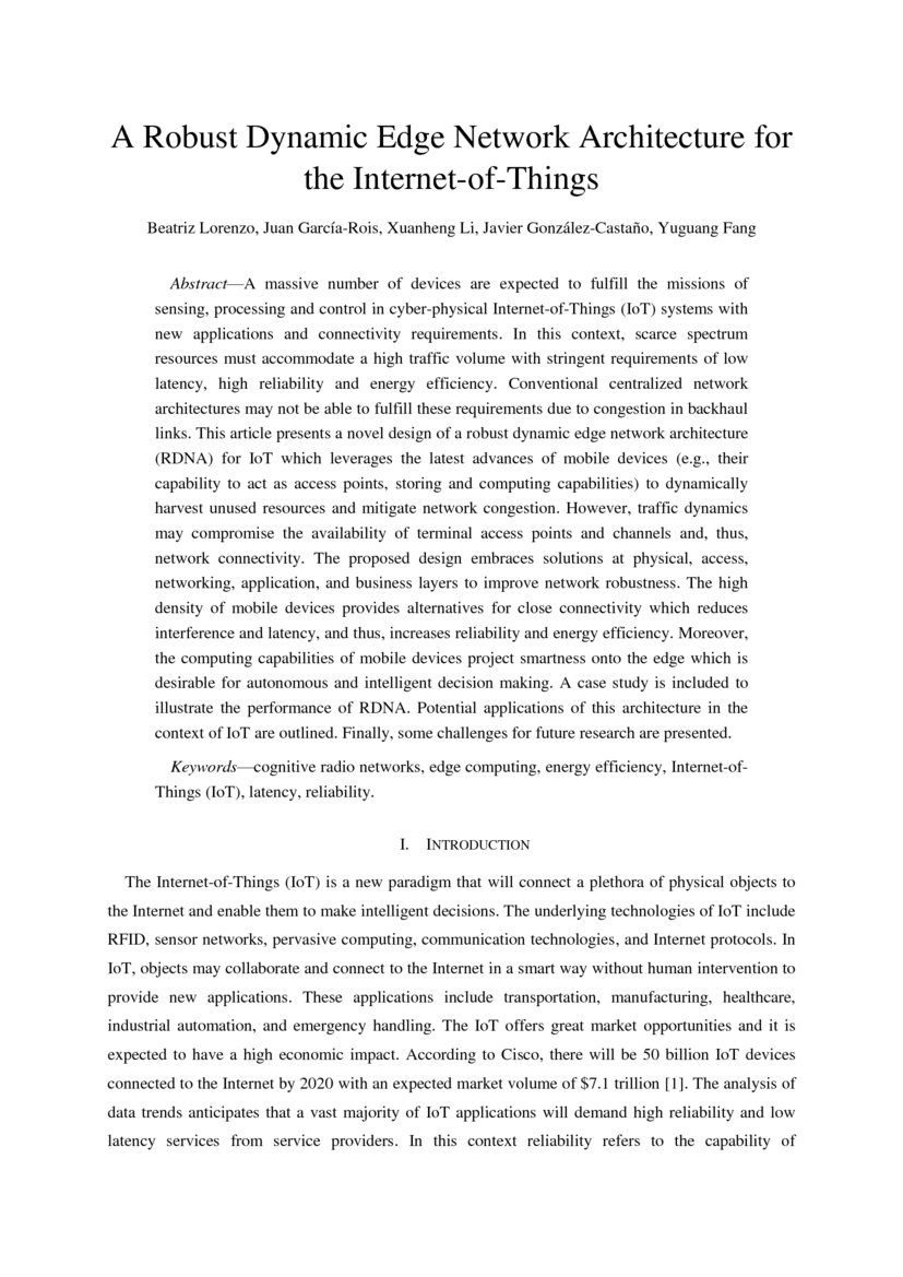 A Robust Dynamic Edge Network Architecture for the Internet-of-Things ...