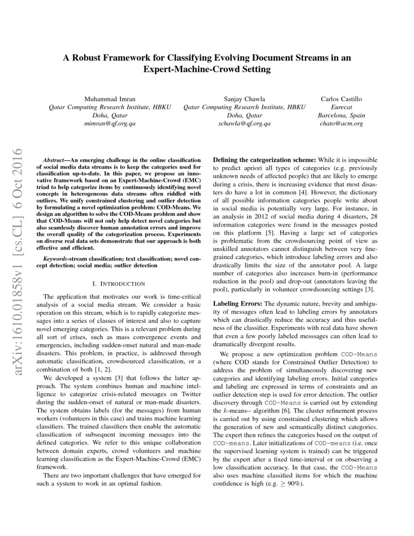 A Robust Framework For Classifying Evolving Document Streams In An