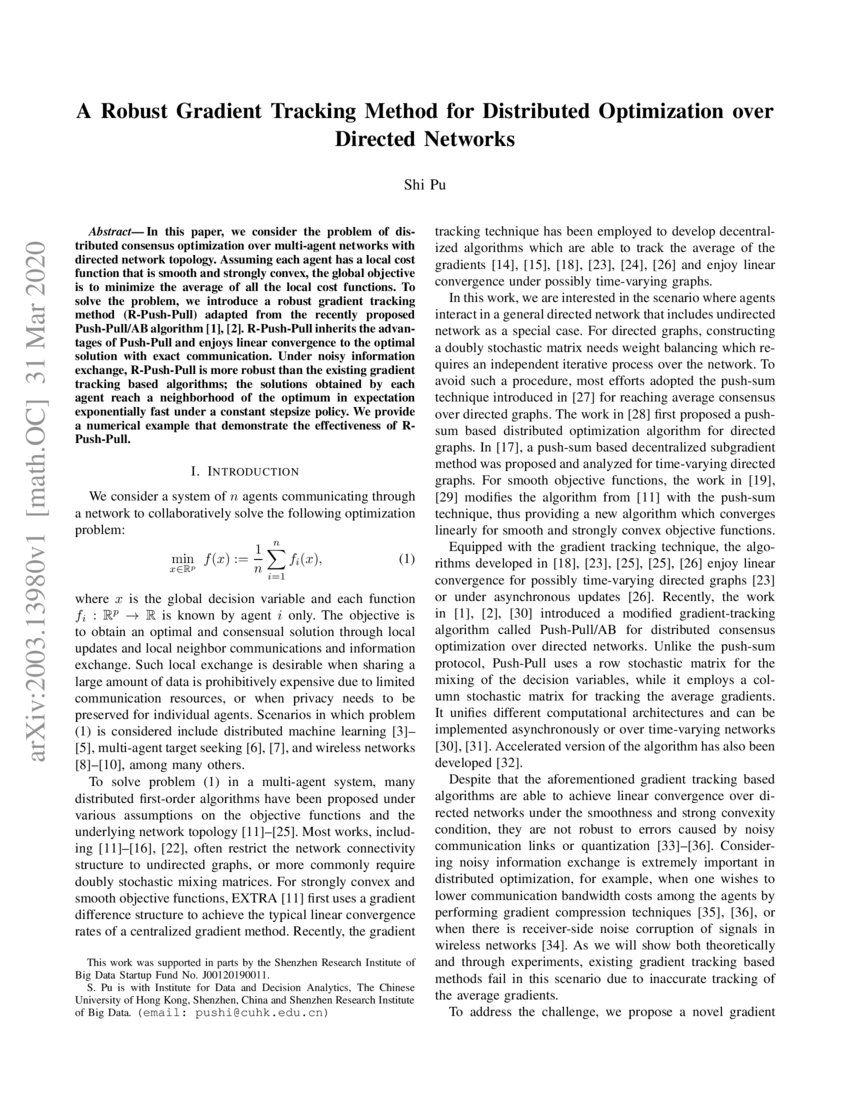 A Robust Gradient Tracking Method For Distributed Optimization Over Directed Networks Deepai