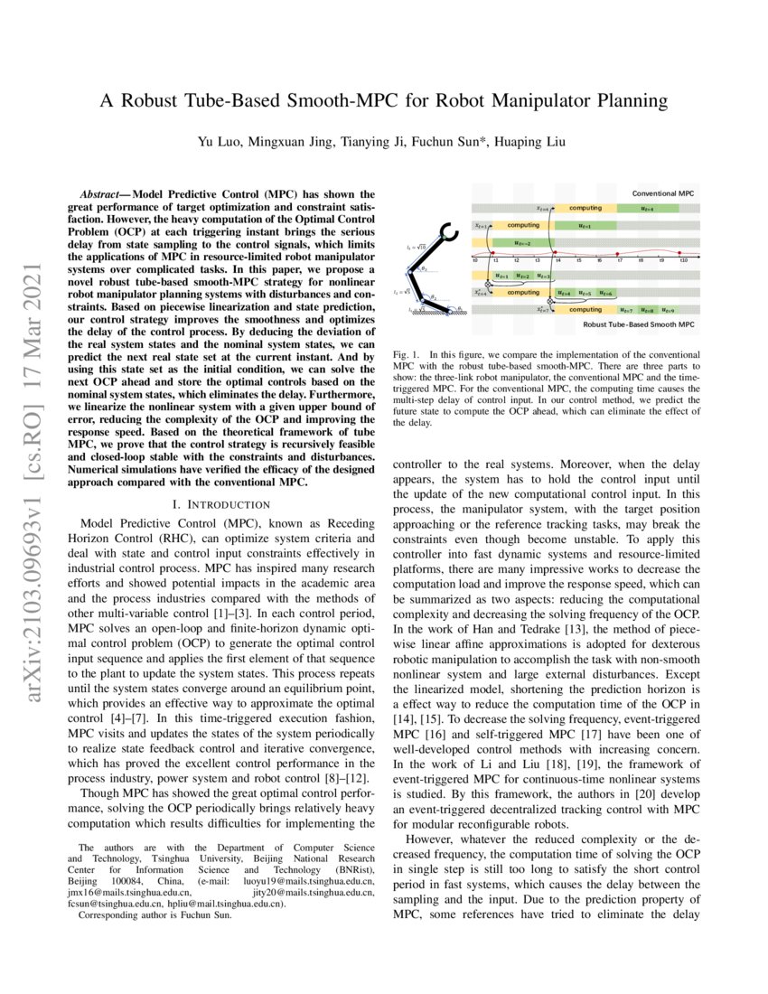 A Robust Tube-Based Smooth-MPC for Robot Manipulator Planning | DeepAI