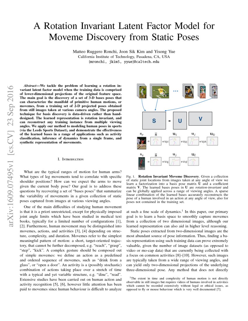 A Rotation Invariant Latent Factor Model for Moveme Discovery from Static Poses | DeepAI