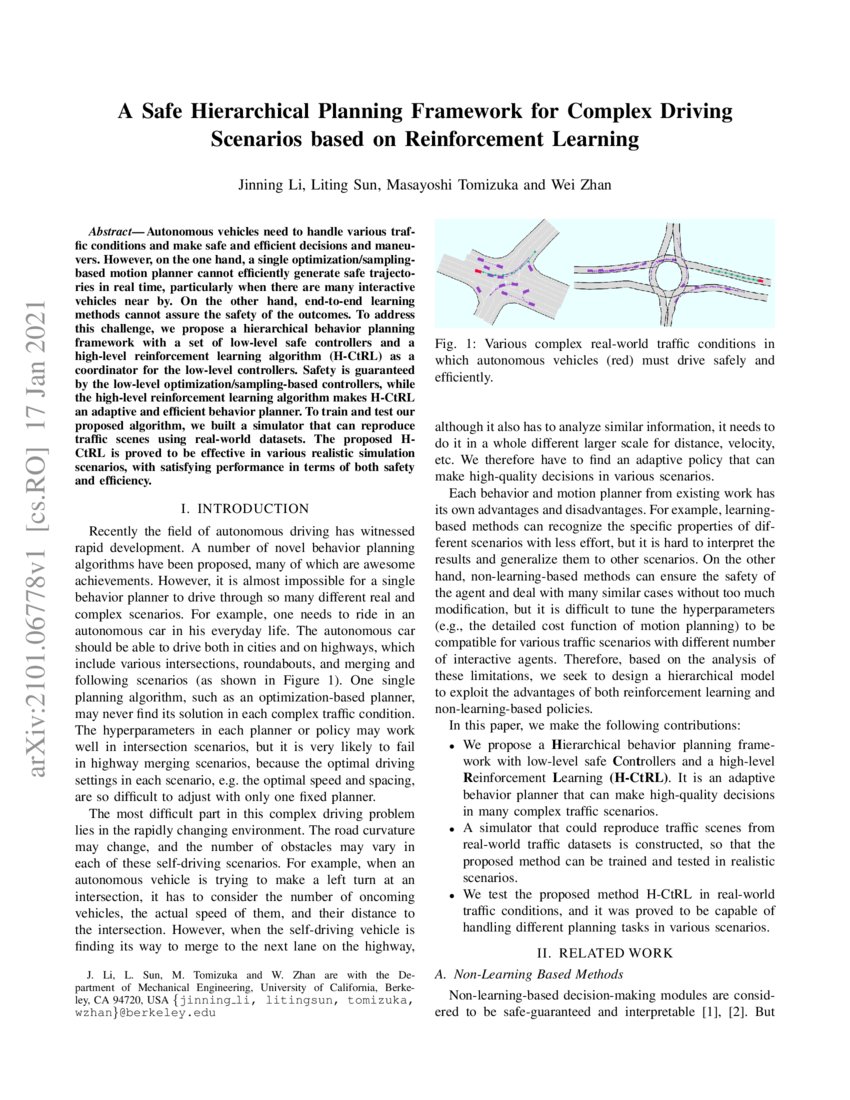 A Safe Hierarchical Planning Framework For Complex Driving Scenarios Based On Reinforcement