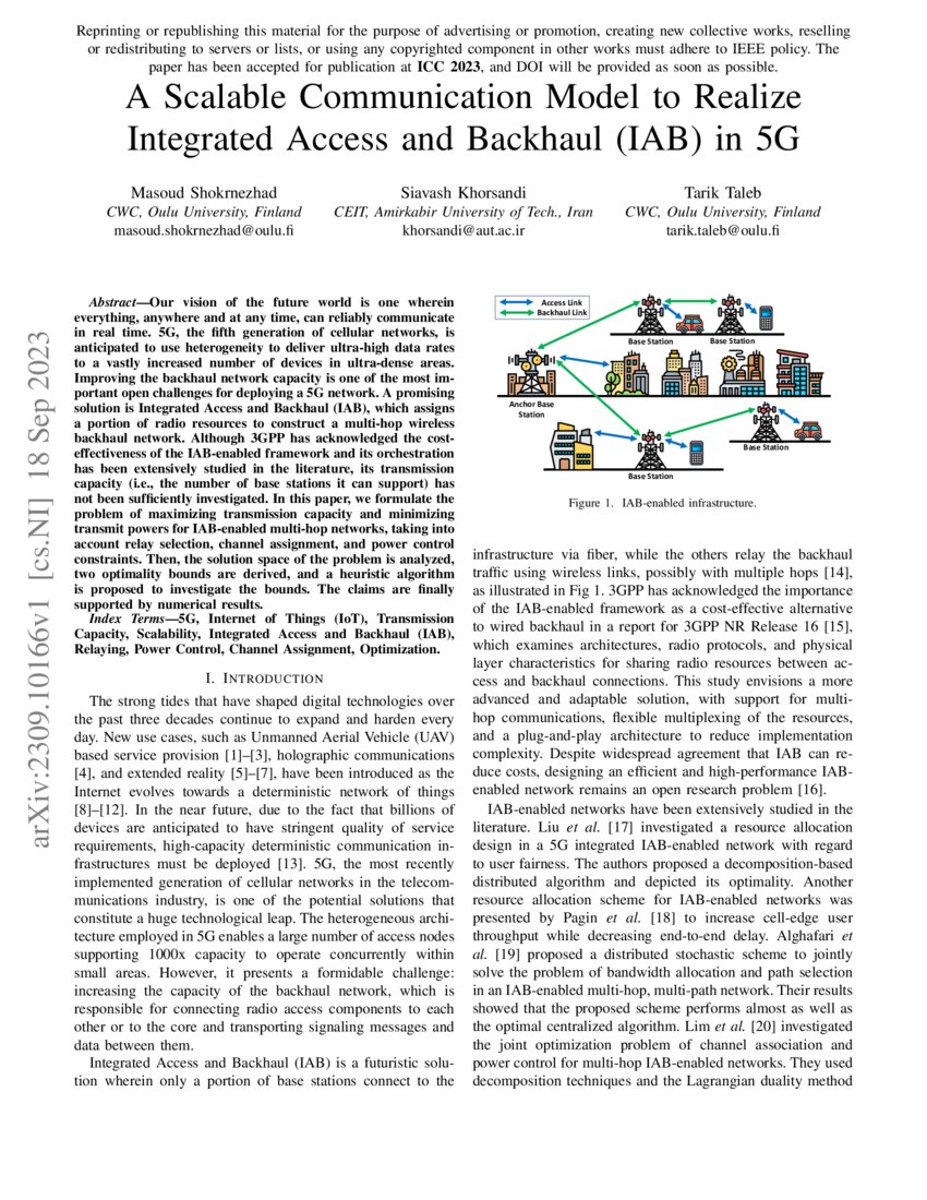 A Scalable Communication Model to Realize Integrated Access and ...