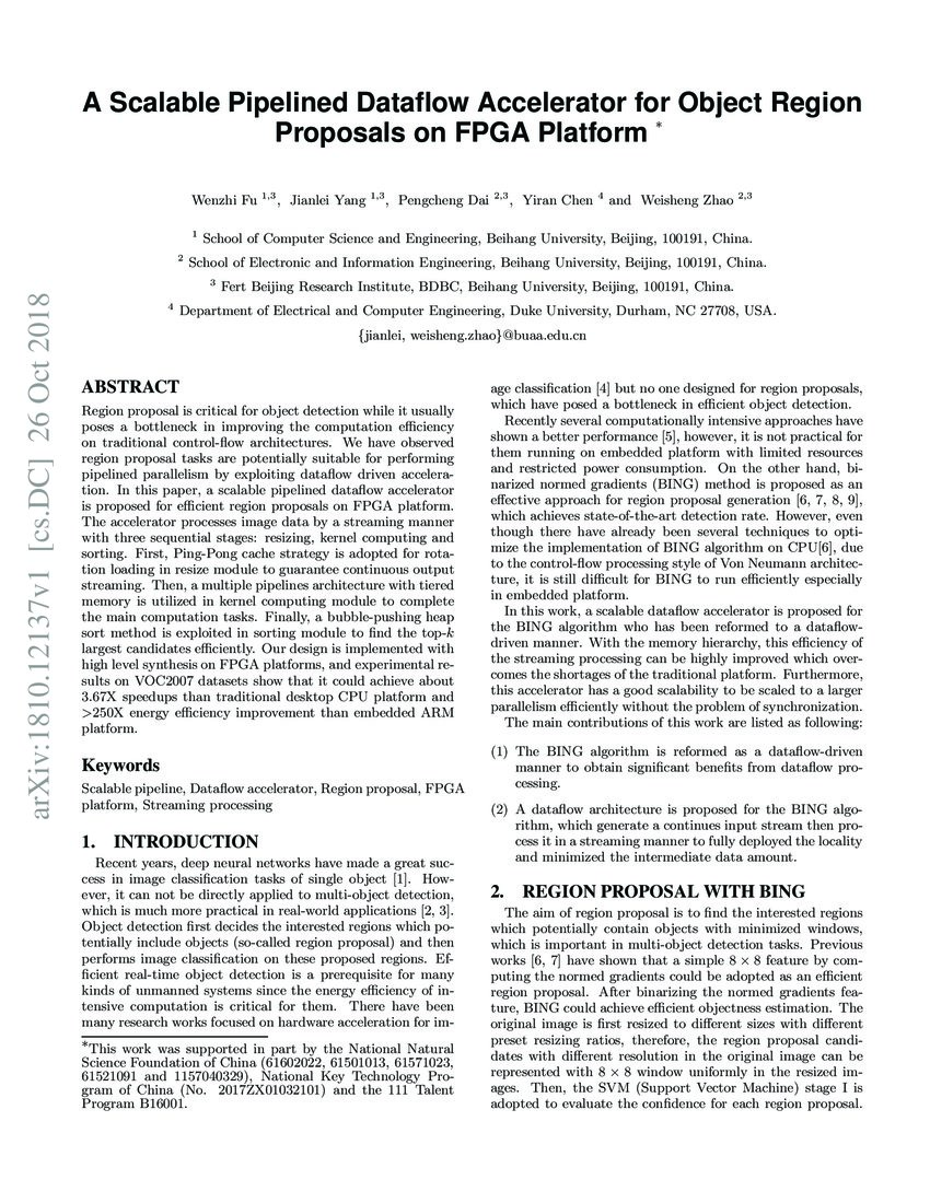 A Scalable Pipelined Dataflow Accelerator For Object Region Proposals On Fpga Platform Deepai