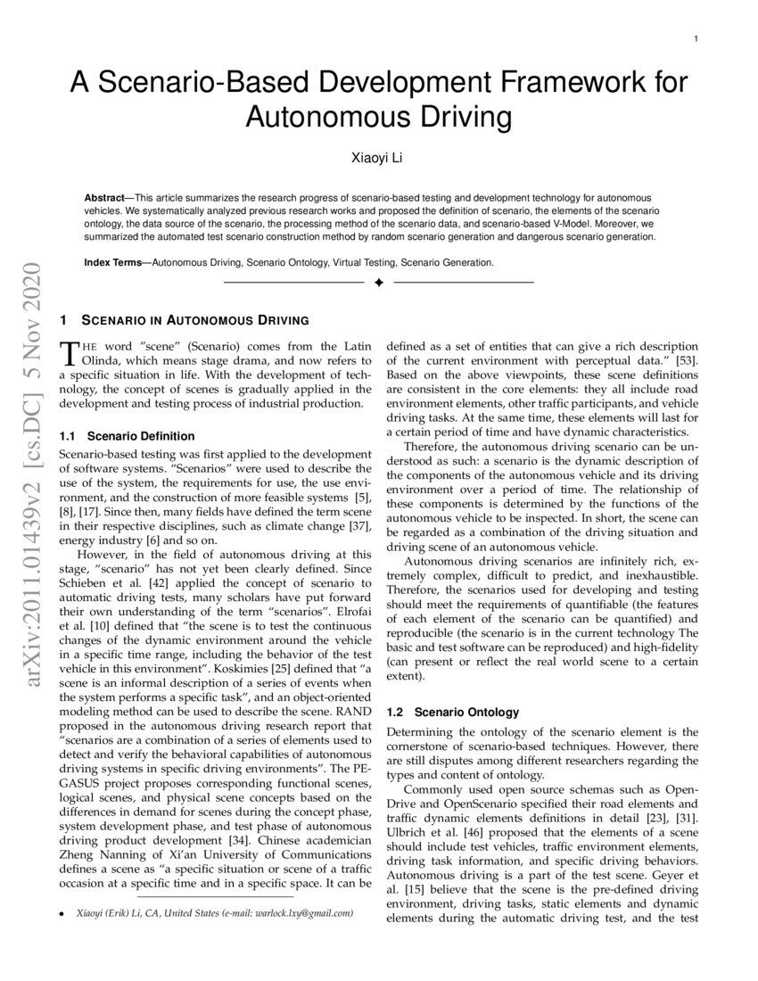 A Scenario Based Development Framework For Autonomous Driving Deepai 2297