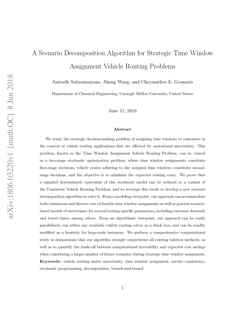 A Scenario Decomposition Algorithm For Strategic Time Window Assignment Vehicle Routing Problems