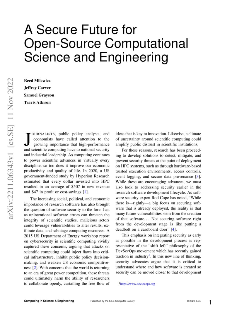 A Secure Future For Open Source Computational Science And Engineering Deepai 