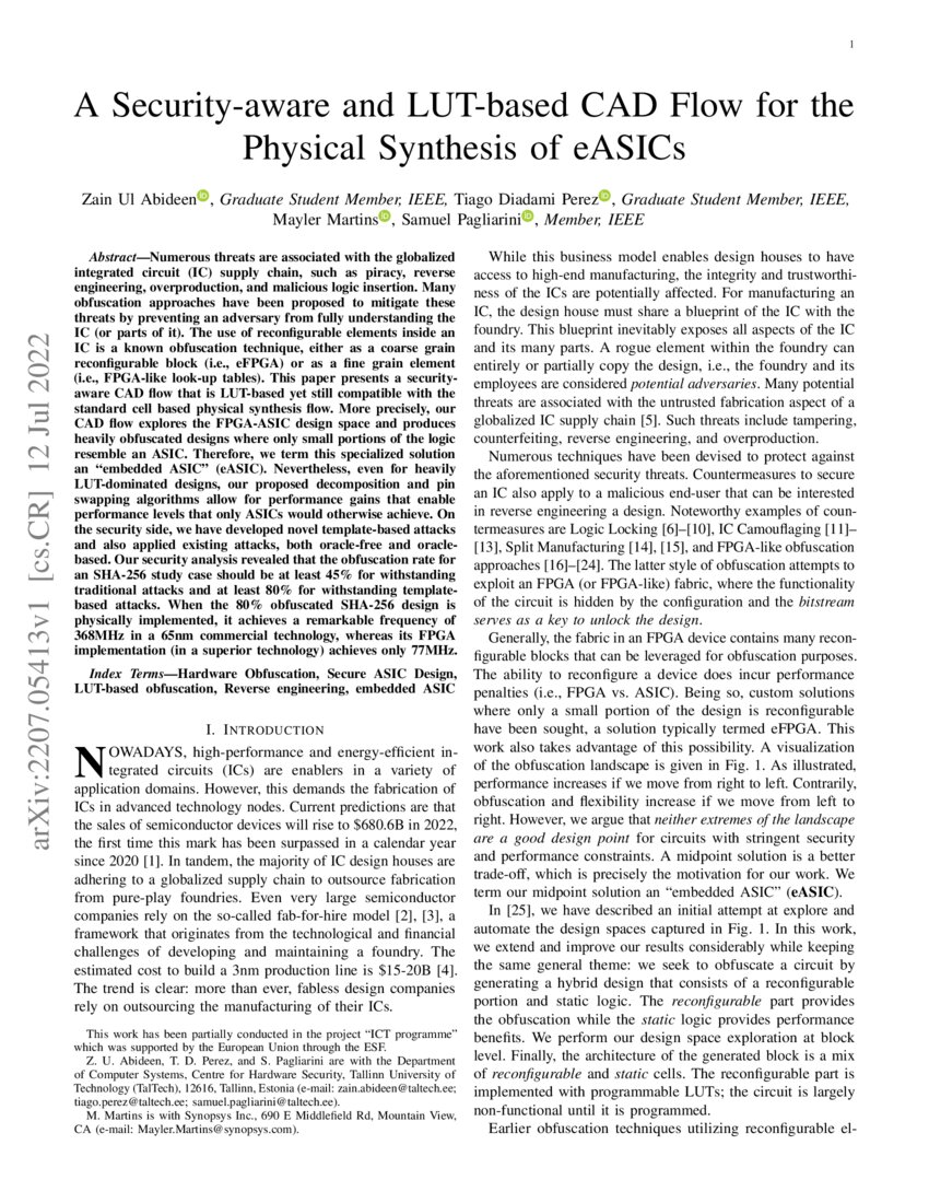 A Security-aware and LUT-based CAD Flow for the Physical Synthesis of ...