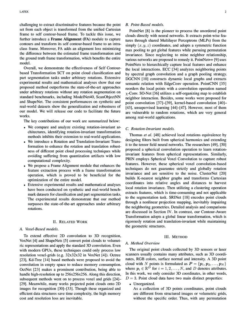 A Self Contour Based Rotation And Translation Invariant Transformation For Point Clouds
