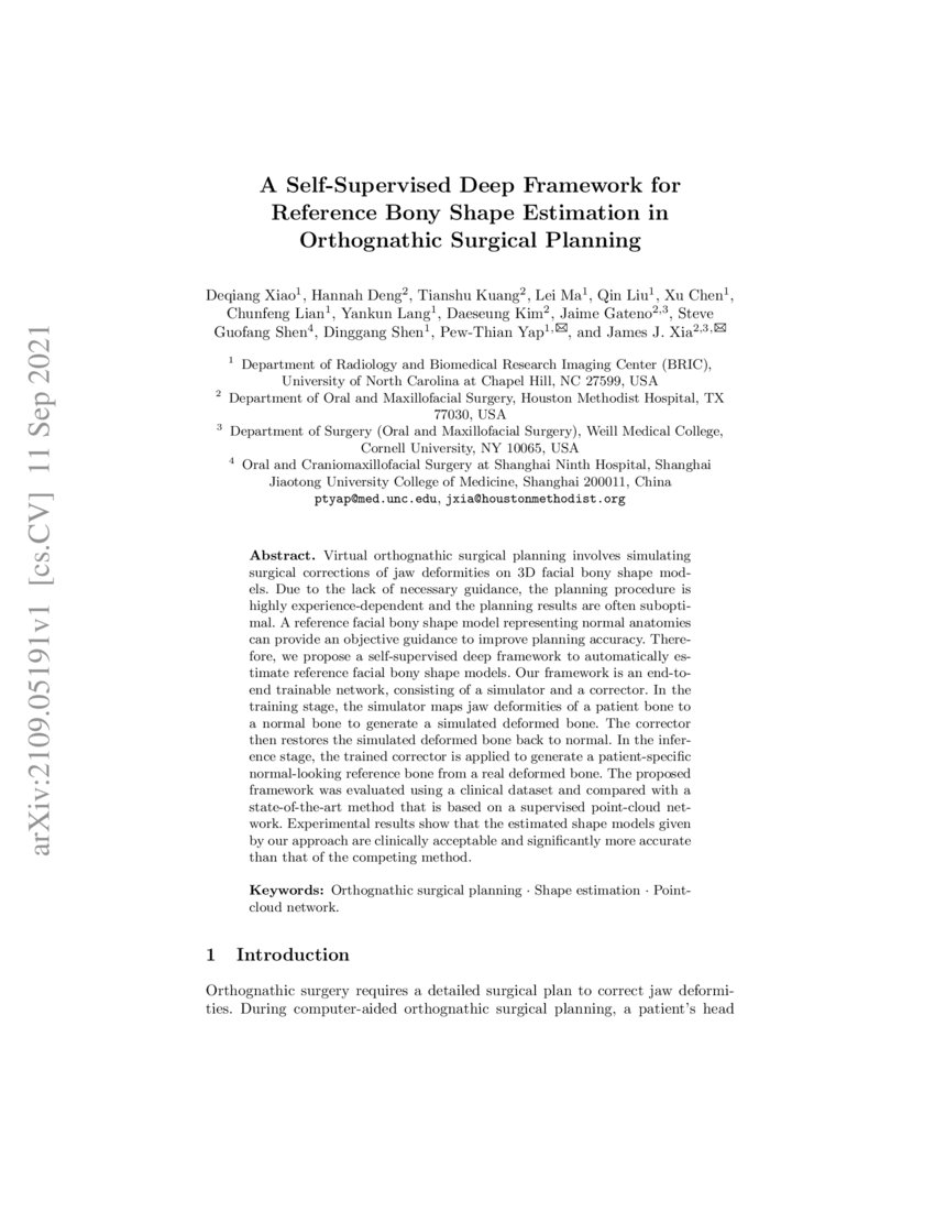 A Self Supervised Deep Framework For Reference Bony Shape Estimation In