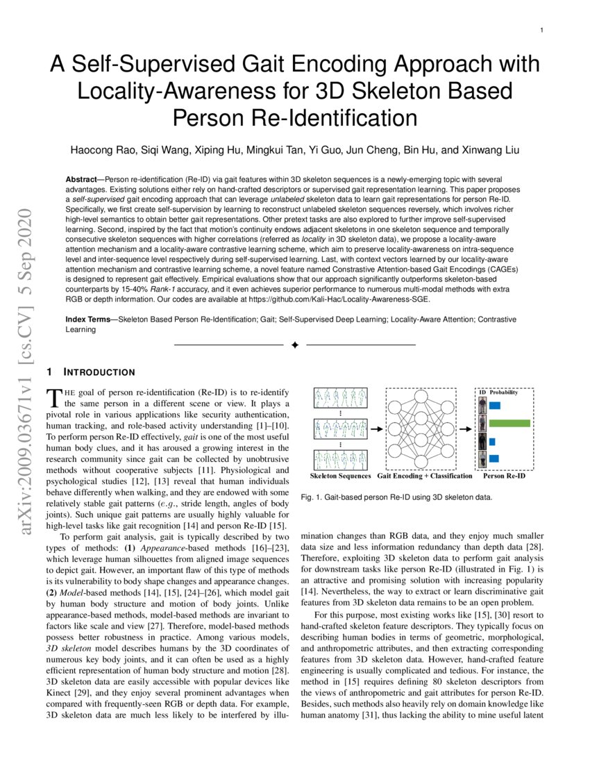 A Self Supervised Gait Encoding Approach With Locality Awareness For 3d