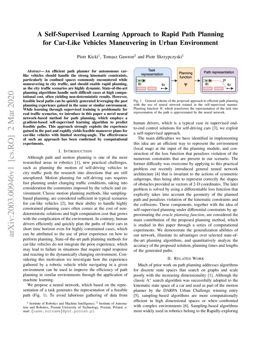 A Self-Supervised Learning Approach to Rapid Path Planning for Car-Like ...