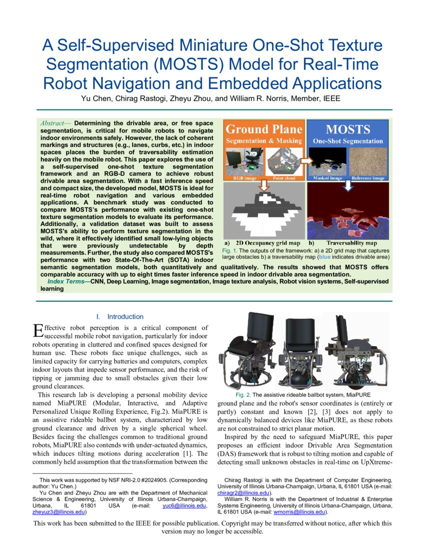 A Self Supervised Miniature One Shot Texture Segmentation Mosts Model For Real Time Robot