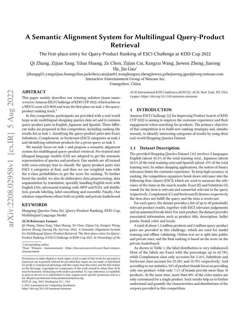 A Semantic Alignment System For Multilingual Query Product Retrieval Deepai