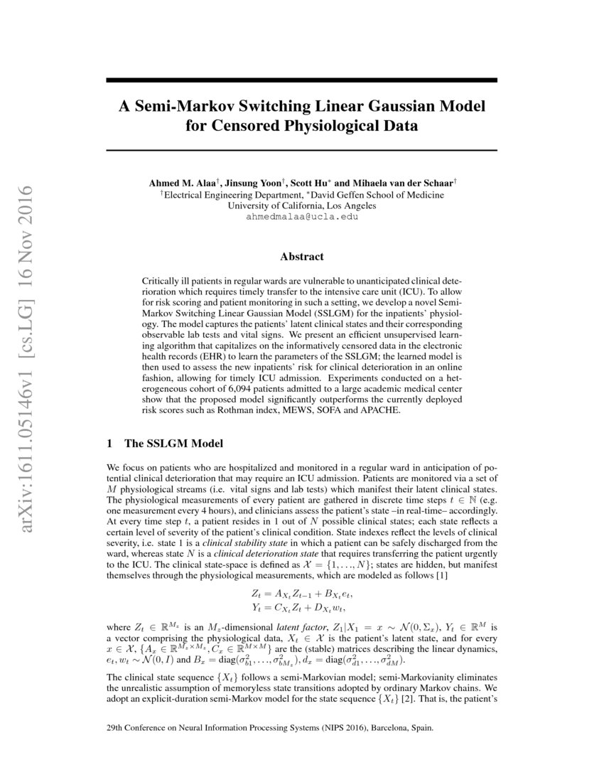 A Semi-Markov Switching Linear Gaussian Model for Censored Physiological Data | DeepAI