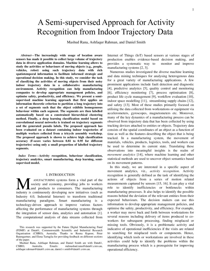 A Semi-supervised Approach for Activity Recognition from Indoor Trajectory Data | DeepAI