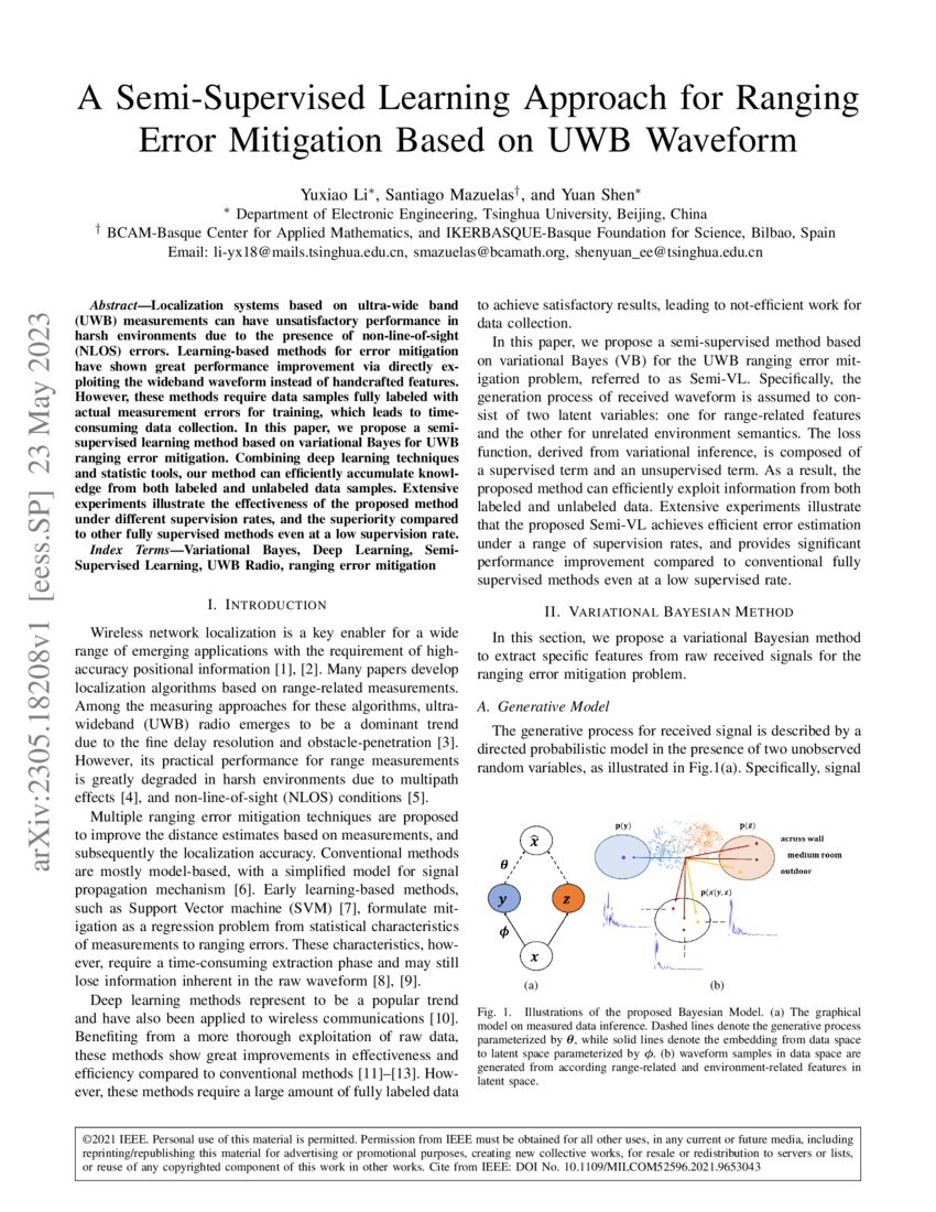 A Semi Supervised Learning Approach For Ranging Error Mitigation Based On Uwb Waveform Deepai