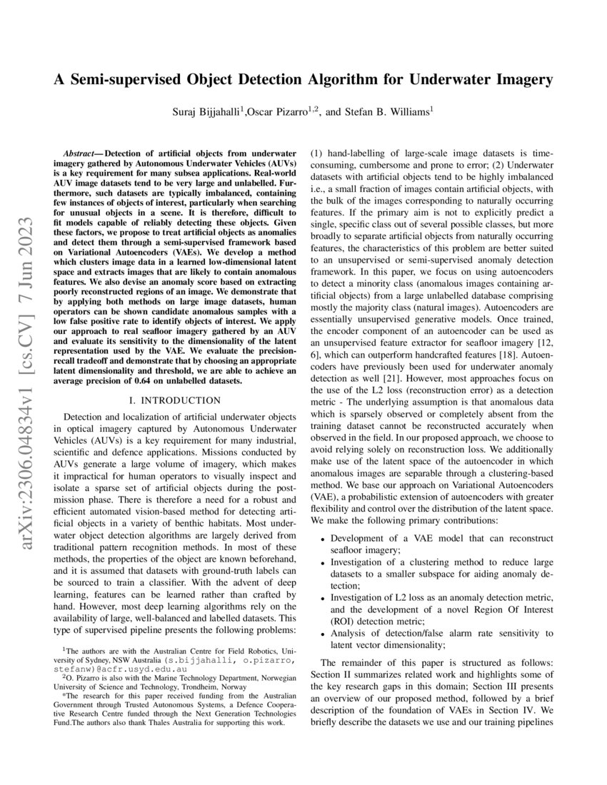 A Semi Supervised Object Detection Algorithm For Underwater Imagery Deepai