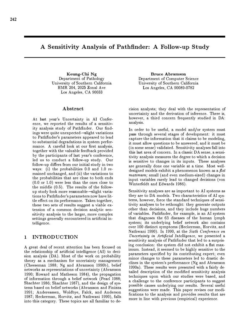 A Sensitivity Analysis of Pathfinder: A Follow-up Study | DeepAI