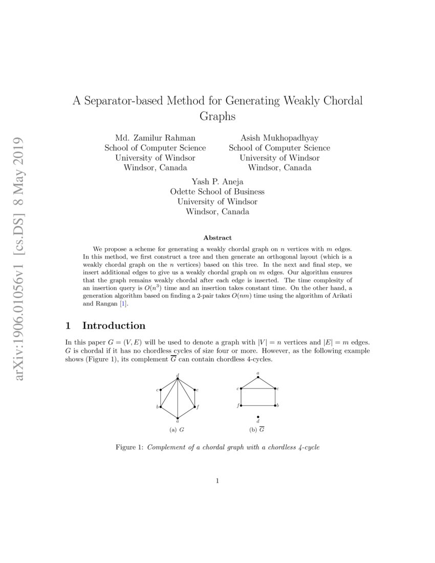 A separator-based method for generating weakly chordal graphs | DeepAI