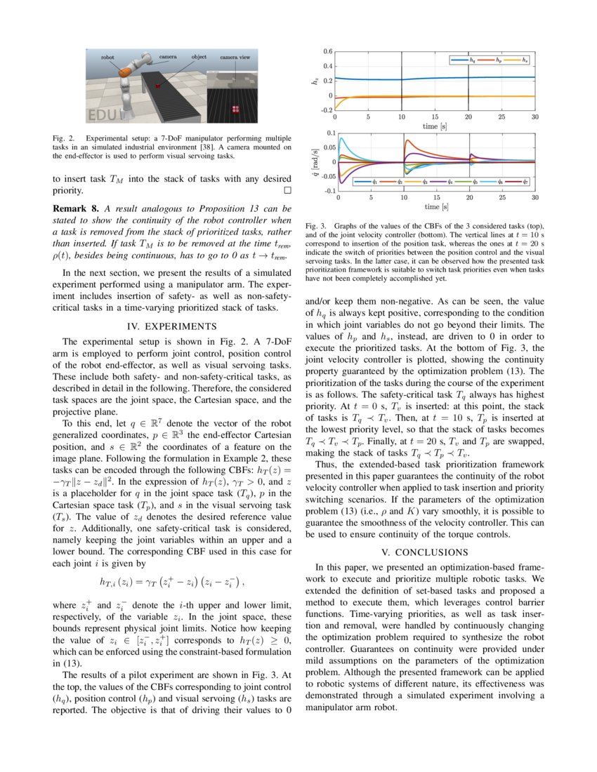 A Set Theoretic Approach To Multi Task Execution And Prioritization