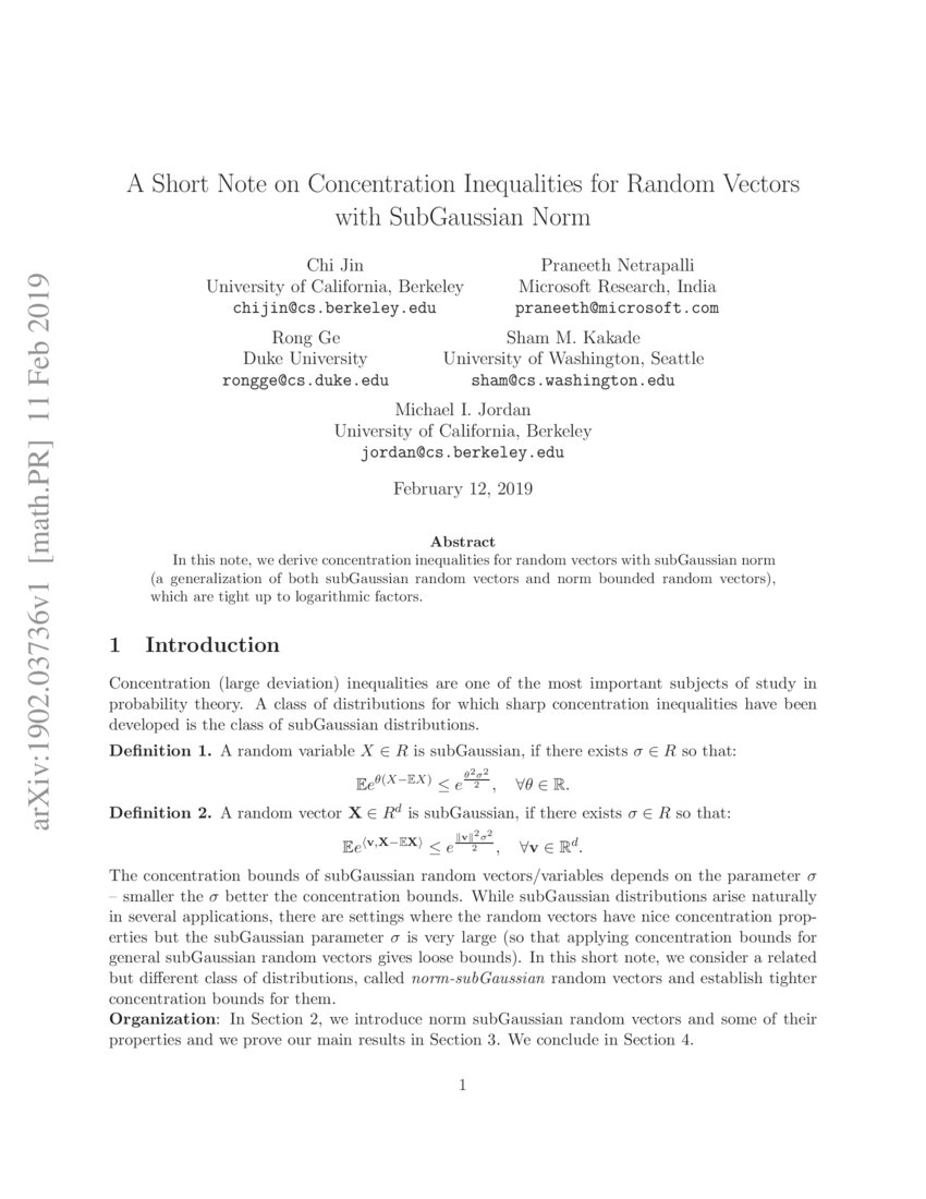 A Short Note on Concentration Inequalities for Random Vectors with ...