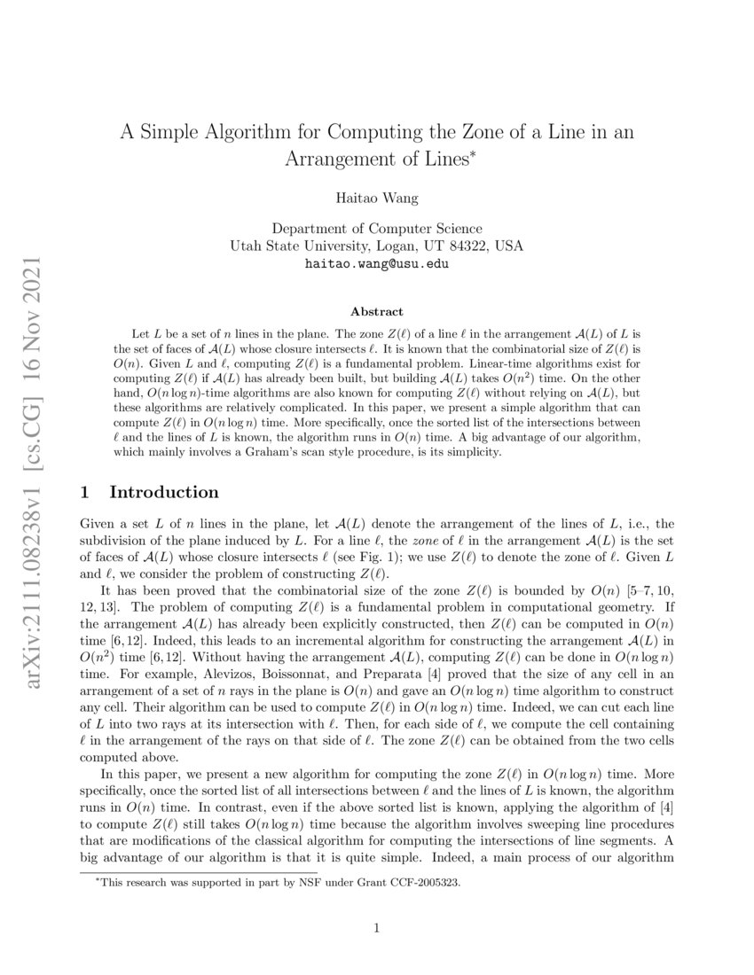A Simple Algorithm for Computing the Zone of a Line in an Arrangement ...
