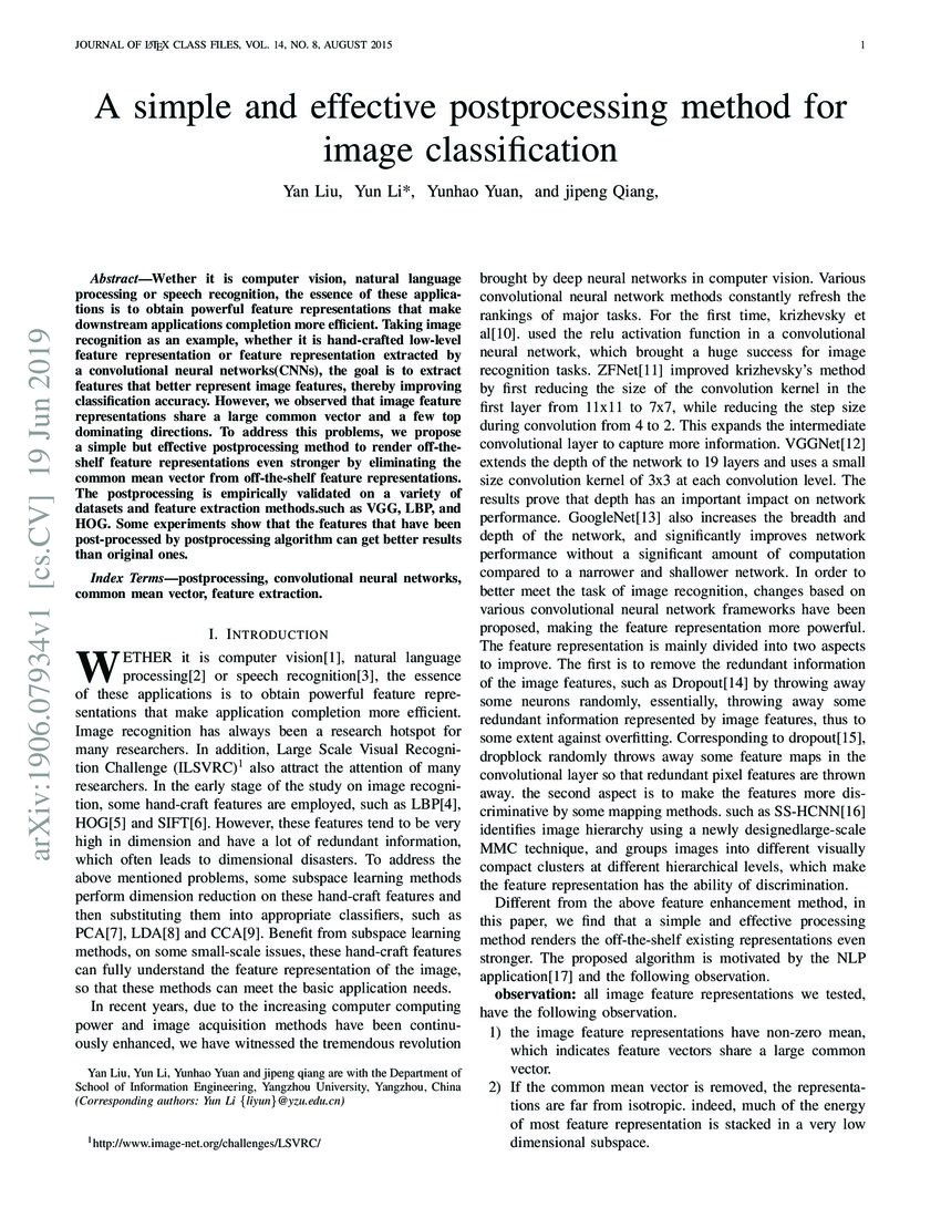 A Simple And Effective Postprocessing Method For Image Classification