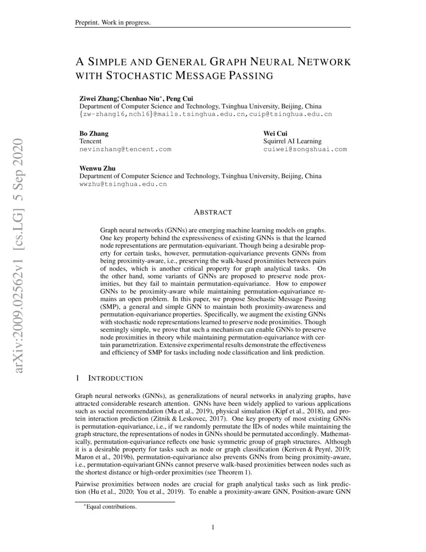 A Simple And General Graph Neural Network With Stochastic Message Passing Deepai