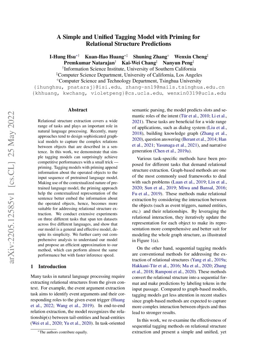 A Simple And Unified Tagging Model With Priming For Relational Structure Predictions Deepai