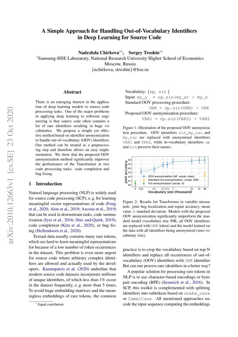 A Simple Approach for Handling Out-of-Vocabulary Identifiers in Deep Learning for Source Code ...