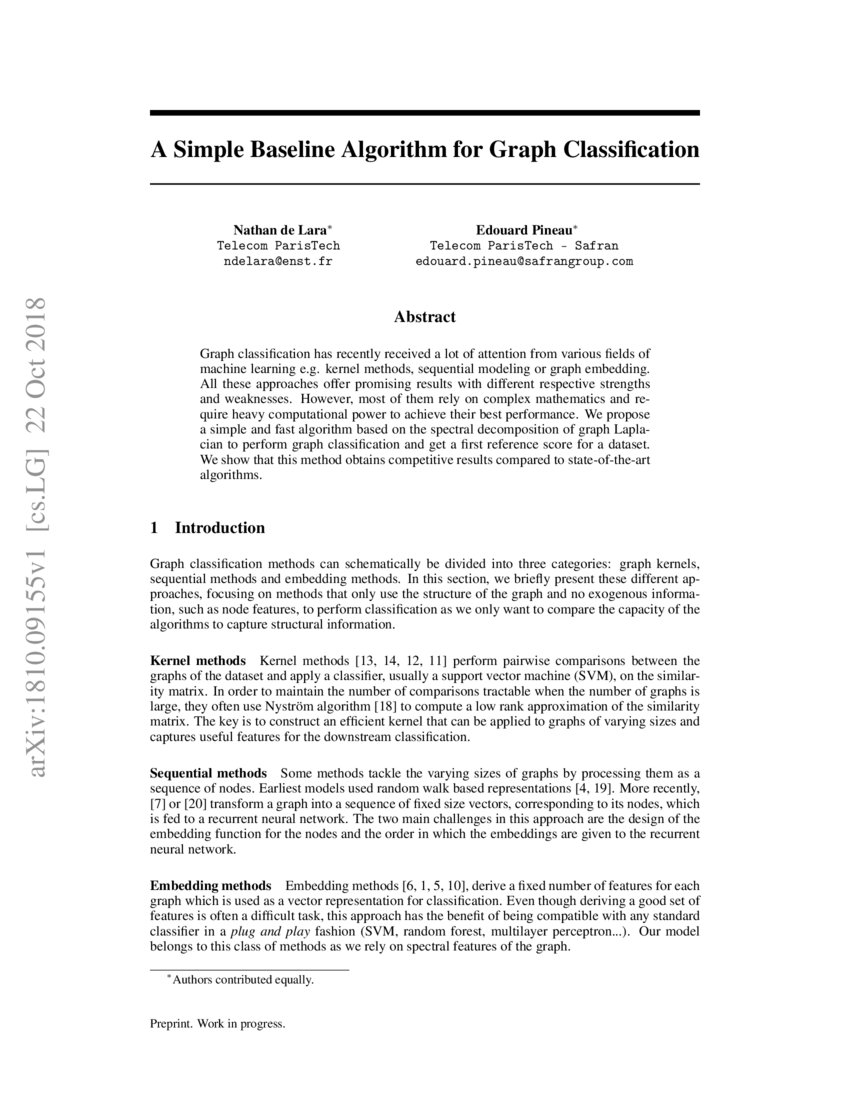 A Simple Baseline Algorithm for Graph Classification | DeepAI