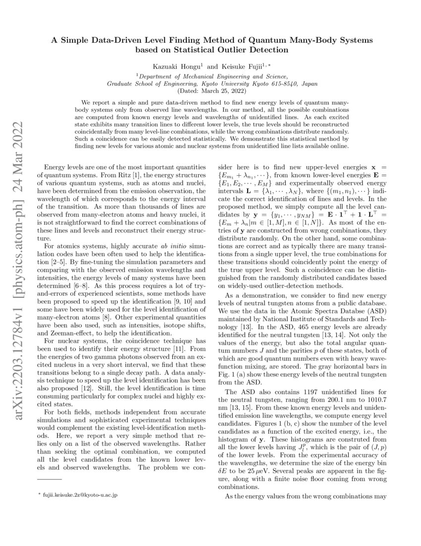 A Simple Data Driven Level Finding Method Of Quantum Many Body Systems