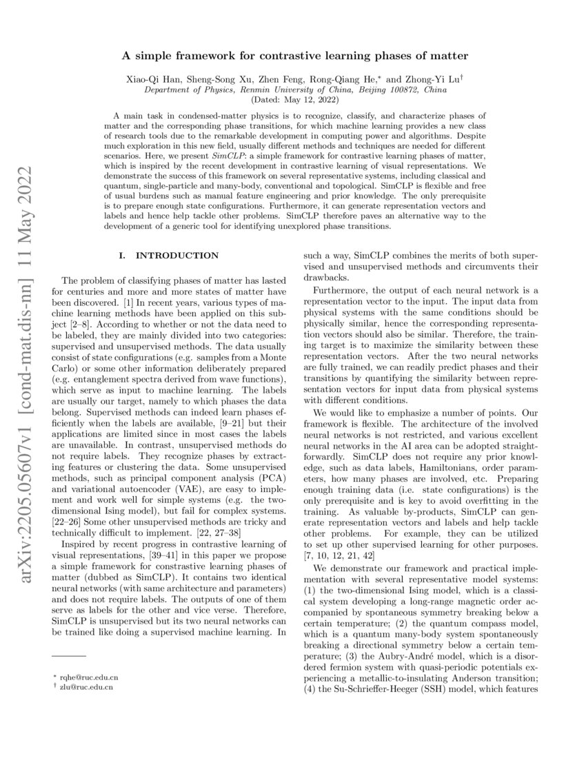 A simple framework for contrastive learning phases of matter | DeepAI