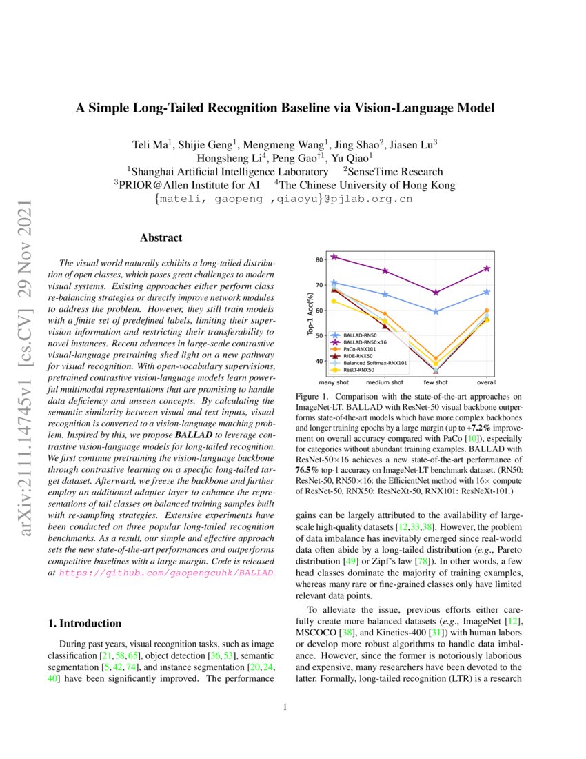 A Simple Long-Tailed Recognition Baseline via Vision-Language Model | DeepAI