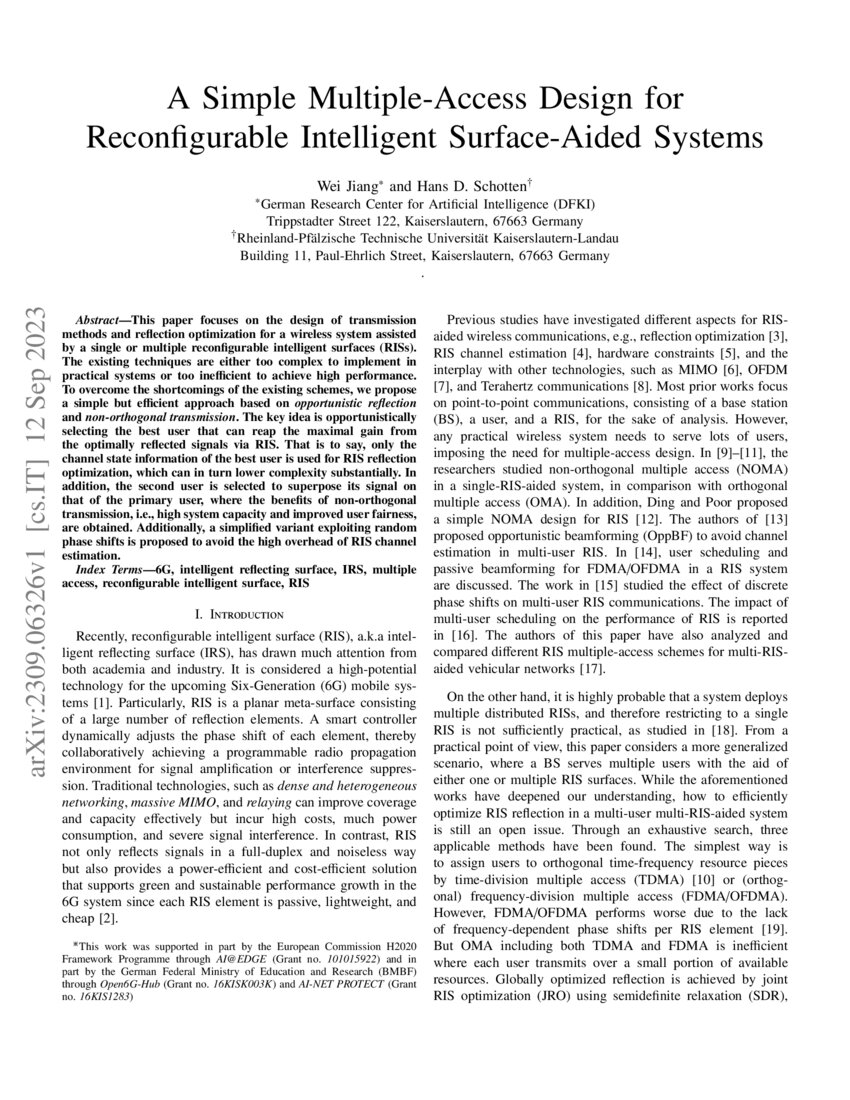A Simple Multiple Access Design For Reconfigurable Intelligent Surface Aided Systems Deepai