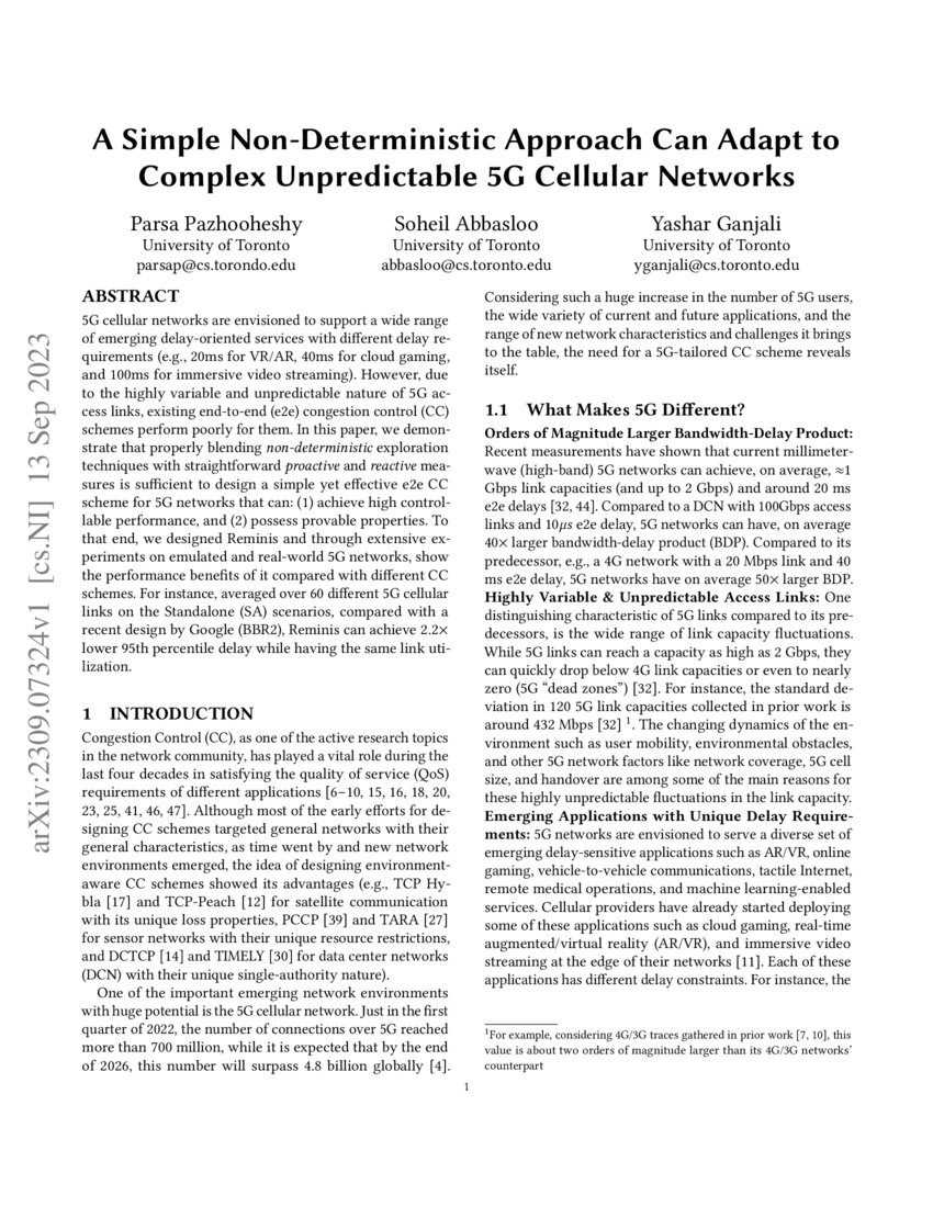 A Simple Non Deterministic Approach Can Adapt To Complex Unpredictable 5g Cellular Networks Deepai